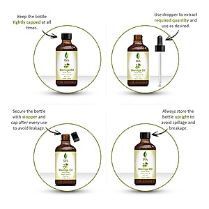 SVA Moringa Seed Oil - 4 Fl Oz – 100% Natural Cold Pressed Moringa Oil - for Face, Skin Care, Hair Care, Scalp Massage & Body Massage – Carrier Oil with Dropper