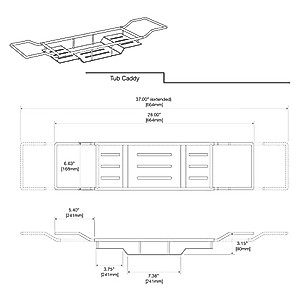 Gatco Bathtub Caddy, 28-37 Inch, Matte Black