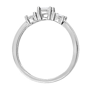 Beyond Brilliance Prong Set 1/4 Carat Round Cut Natural Diamond 3 Stone Ring in Sterling Silver | Jewelry for Women on Mother's Day | Gift Box Included (Size 6)