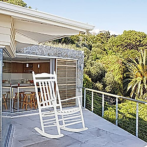 VINGLI 2PCS Wood Rocking Chairs Relaxing Rocker for Deck, Garden, Backyard, Porch, Indoor or Outdoor Use with 350 lbs Weight Capacity, White