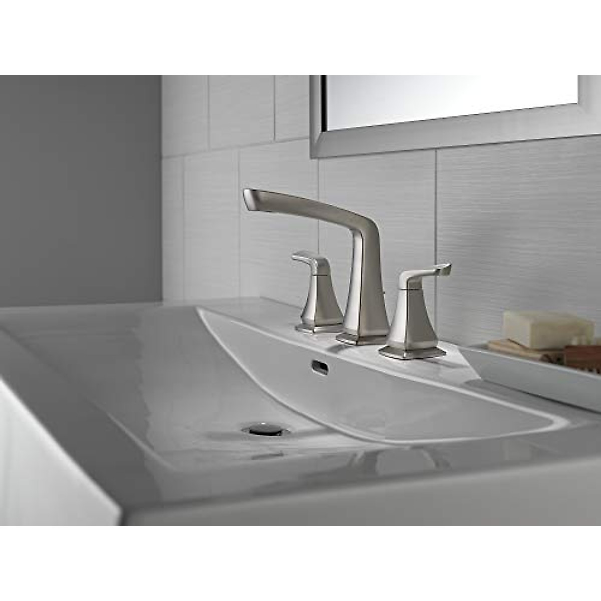 Delta Faucet Vesna Widespread Bathroom Faucet Brushed Nickel, Bathroom Faucet 3 Hole, Drain Assembly, Worry-Free Drain Catch, SpotShield Brushed Nickel 35789LF-SP
