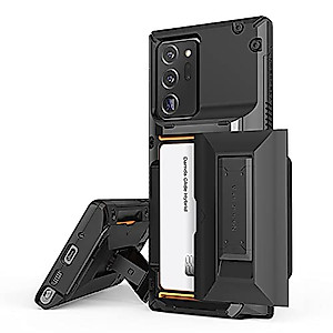 VRS DESIGN Damda Glide Hybrid Phone Case for Galaxy Note 20 Ultra, with [4 Cards] [Semi Auto] Premium Sturdy Card Wallet and Kickstand for Samsung Galaxy Note 20 Ultra 5G, 6.9 inch(2020) Black