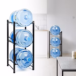 HOXHA Water Jug Holder 5 Gallon Water Jug Rack Heavy Duty Water Bottle Organizer Shelf Water Jug Dispenser Stand for Kitchen Home Office, 3 Slot
