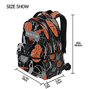 AUUXVA Custom School Backpack for Boys Kids with Name/Text Personalized Bookbag Add Your Name Customized Backpack Sport Man Basketball School Bag Laptop Backpack Travel Camping Daypack