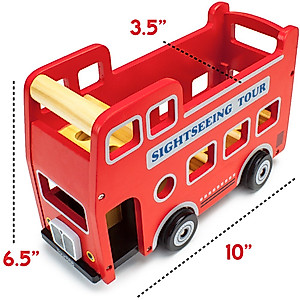 Imagination Generation Wooden Wheels Natural Beechwood Chunky Cars and Vehicles for Children +12 Months | Double Decker Bus