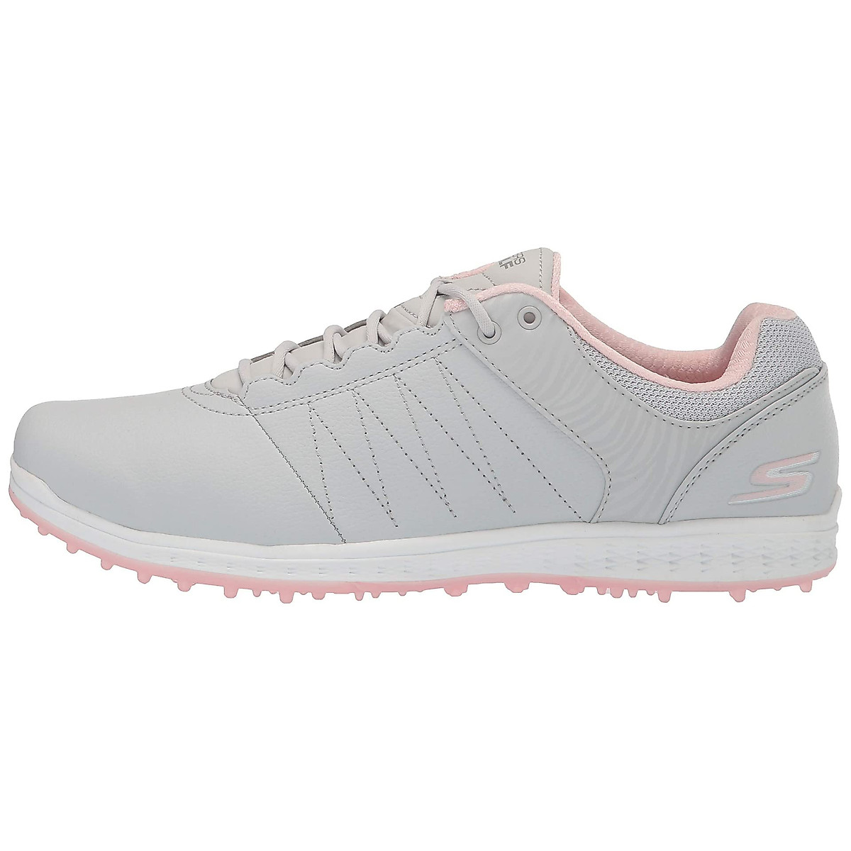 Skechers Women's Go Pivot Spikeless Golf Shoe, Light Gray/Pink, 7 Wide