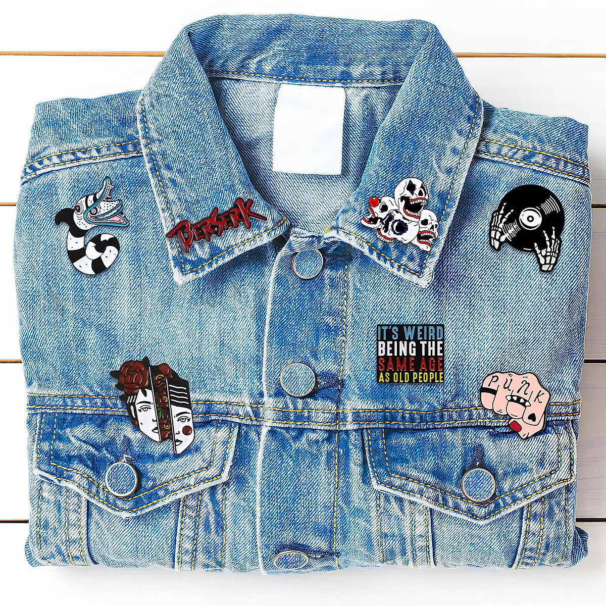 Pibupibu 7 Pack Punk Enamel Pins Funny Skeletons Snake Pins for Jacket Backpacks (Berserk)