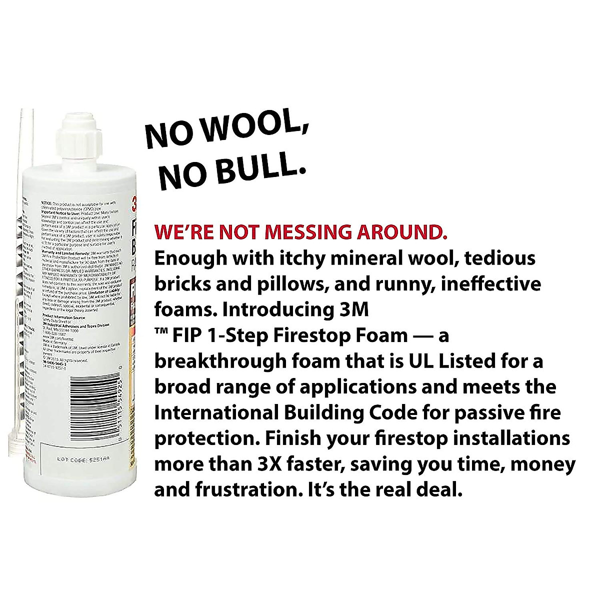 3M Fire Barrier Rated Foam, FIP 1-Step, 12.85 fl oz Cartridge, 6/case