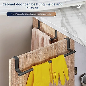 2-PCS Over Cabinet Towel Bar - Convenient Durable Electroplated Stainless Steel Kitchen Towel Rack for Cabinet Doors, 14.29" + 9.33" Black Set