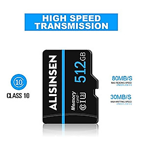 TF Card 512GB Micro SD Card 512GB Memory Card with a SD Card Adapter Class 10 512GB Micro Memory SD Card High Speed Compatible with Computer Camera and Smartphone