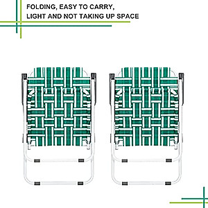 EEBUIHUI Set of 2 Folding Patio Lawn Chairs, Webbed Folding Chair Outdoor Beach Chair High Back Seat Portable Camping Chair for Yard, Garden (Light Green)