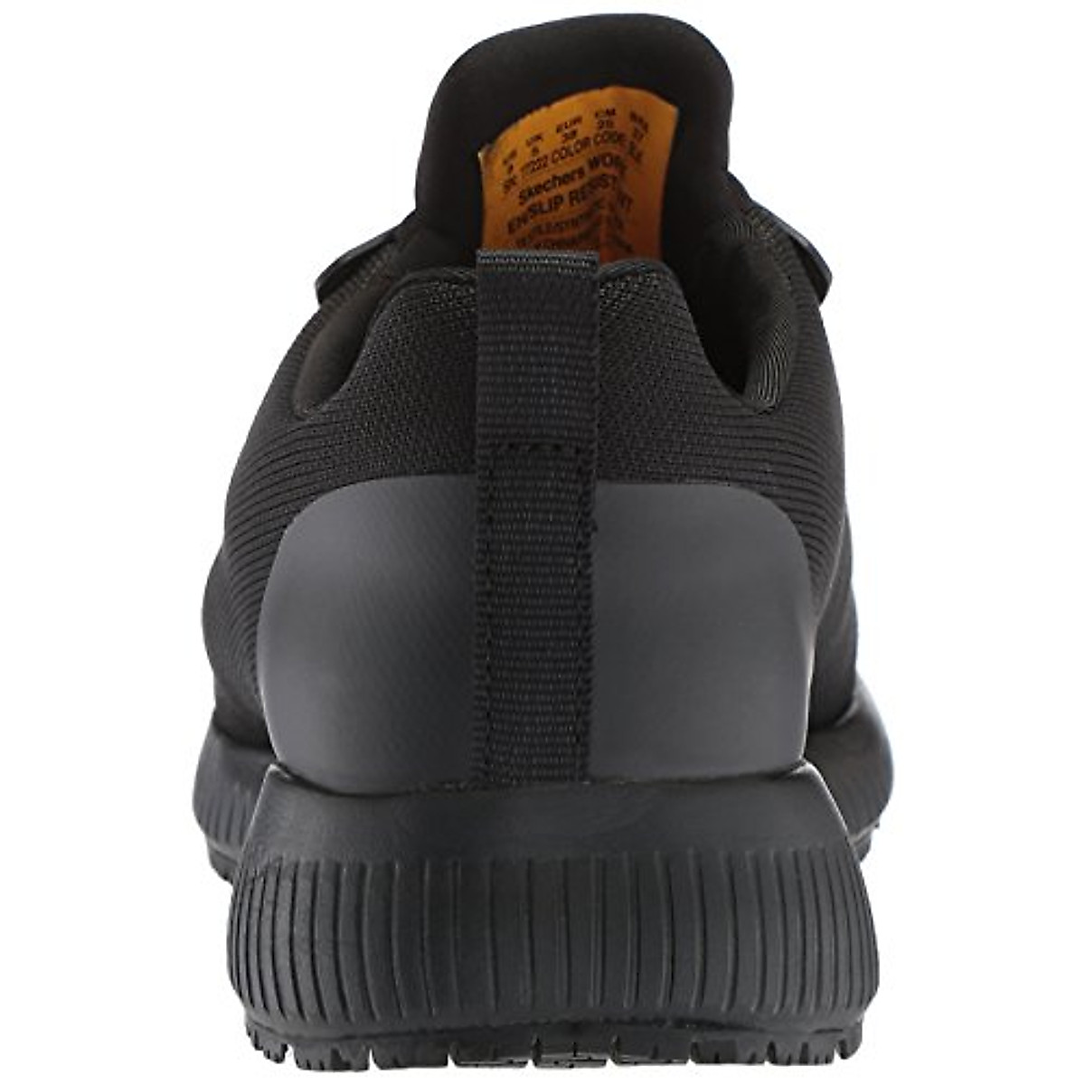 Skechers for Work Women's Squad SR Food Service Shoe, black flat knit, 5.5 M US