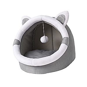 Ipetboom 1pc Cave Semi-Closed Semi Cozy and Cold Mat Toy Comfortable Warming Supplies Dogs Semi-Enclosed Nest Thickened Sleeping Winter Kitten Tent Removable House Cushion Kittens Cats Dog