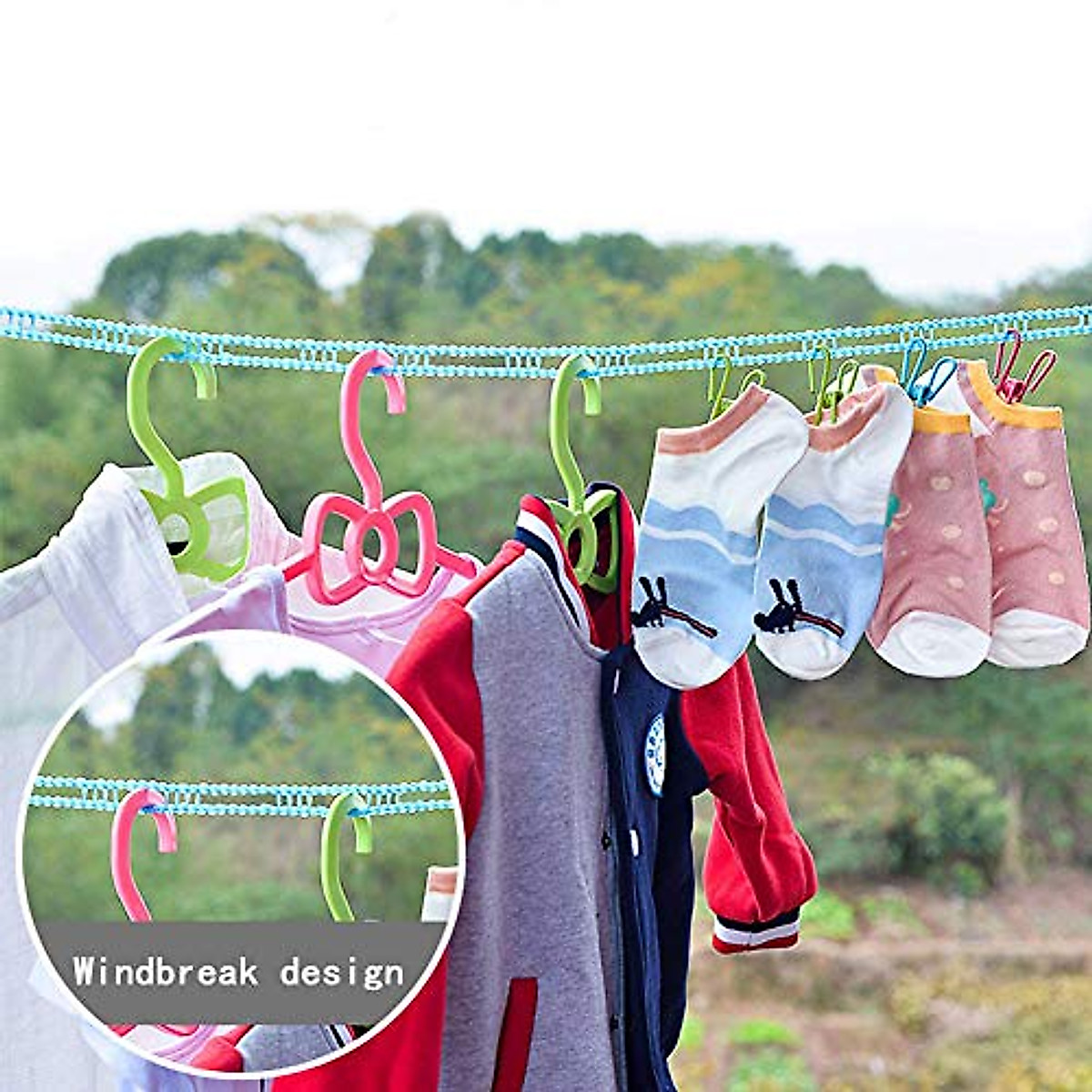The Garnish Gripper Non-Slip Clothesline 3 Pieces Portable Adjustable Dryer Line Windproof Non-Slip Clothesline for Camping Travel Indoor Outdoor Product