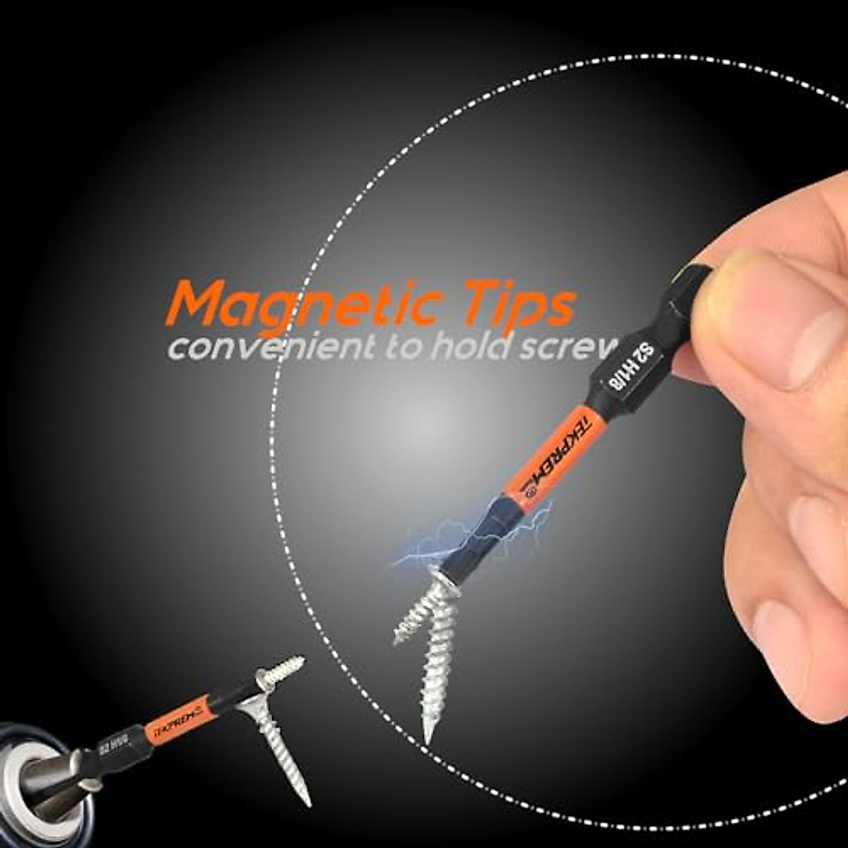 Metric & SAE Hex Head Allen Wrench Drill Bit Set,TEKPREM 20-Piece 1/4 inch Magnetic Tip Hex Screwdriver Bit Set with Rubber Strip and Storage Box, S2 Steel & 2 inch Long