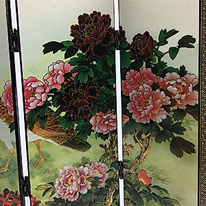 Luwsldirr Wooden 10 pcs 6-Panel Peacock Screen Room Divider Folding Partition Gift Desktop Decor - Black