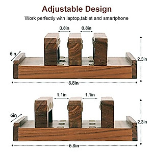 Booinxaa Vertical Laptop Stand Laptop Holder - Adjustable Dock, Dual Laptop Vertical Stand,Compatible with All MacBook Pro Air iPad Surfaces, Upright Laptop Holder for Desk,Handmade,Walnut Wood