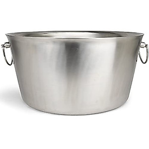 Stainless Steel Insulated Beverage Tub - Real Deal Steel, Large 6 Gallon Round Double Walled Party Tub, Drink Bucket for Parties, Ice Tub Cooler for Wine & Beer