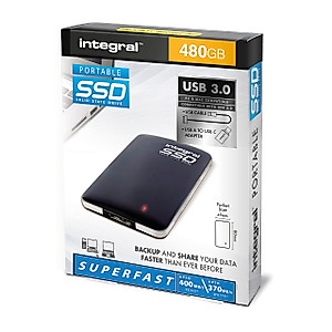 Integral 480GB Portable SSD Drive USB 3.0 External SSD Black