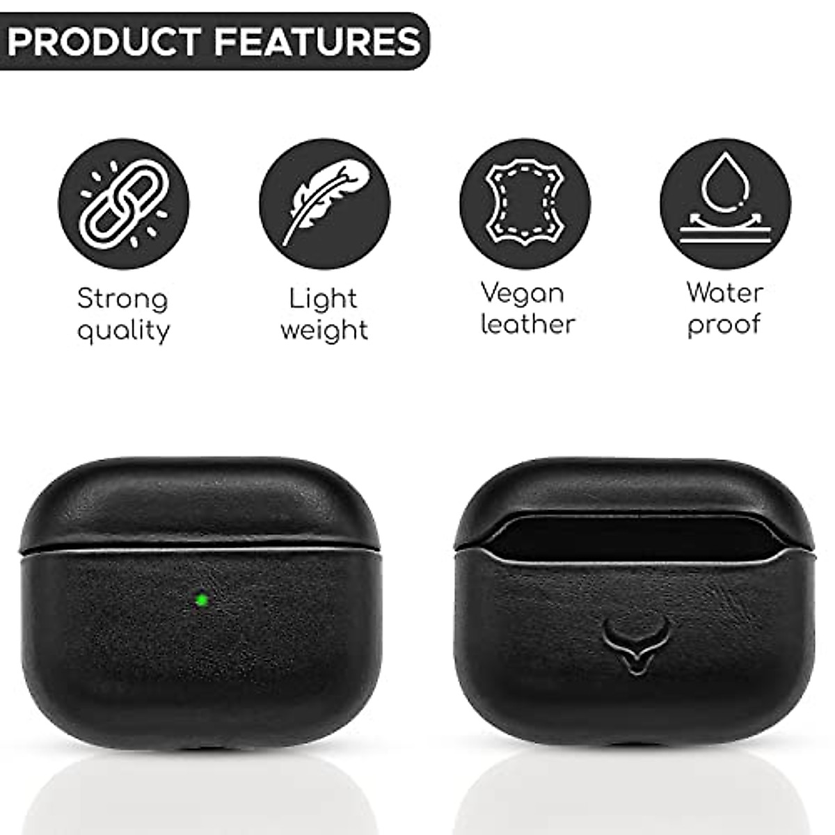 CRETANBULL Genuine Leather Airpods 3 Case – Airpods 3rd Generation Case Compatible with Magsafe & Supports Wireless Charging – Pop Out Your Airpods with Ease (Onyx)