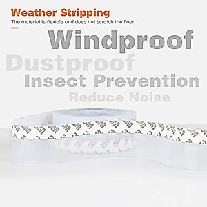 26 Feet Silicone Seal Strip,Door Weather Stripping Door Seal Strip Window Seal Silicone Sealing Tape for Door Draft Stopper Adhesive Tape for Doors Windows and Shower Glass Gaps (Transparent, 35MM)