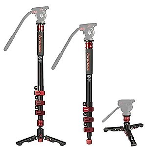 IFOOTAGE Camera Monopod Professional 71" Aluminum Telescoping Video Monopods with Tripod Stand Compatible for DSLR Cameras and Camcorders, Cobra 2 Monopod A180-II
