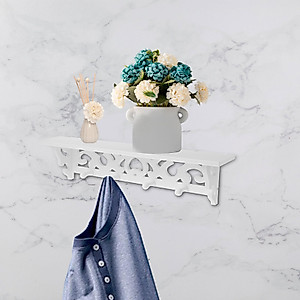 ABOOFAN Wall Mount Shelves 1pc Coat Hanger White Shelves White Shelf Wall Mounted Key Holder Hooks with Coat Hooks Floating Shelves Wall Mounted Clothing Rack with Hook PVC Hook up
