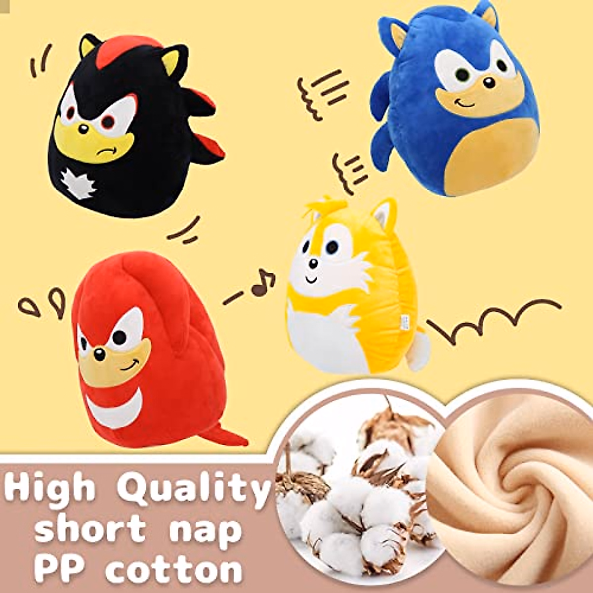 10 inches Sonic Plush Doll, Tails, Knuckles, Shadow Plush Toy, Shadow Stuffed Animals Plush Pillow (1-Sonic)