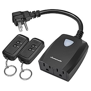 DEWENWILS Wireless Remote Control Outdoor Outlet with 2 Remotes, Electrical Plug in Light Switch Weatherproof,15 AMP Heavy Duty, 100 FT Range, for Lights Lamp Fans, ETL Listed