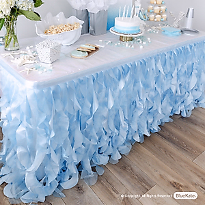 Bluekate Blue Tutu Table Skirt. 6ft Table Skirt with Double Layer Organza Willows for Under the Sea Decorations, 1st Baby Boy Birthday Décor, Elephant Baby Shower Decor, Gender Reveal or Bridal Shower