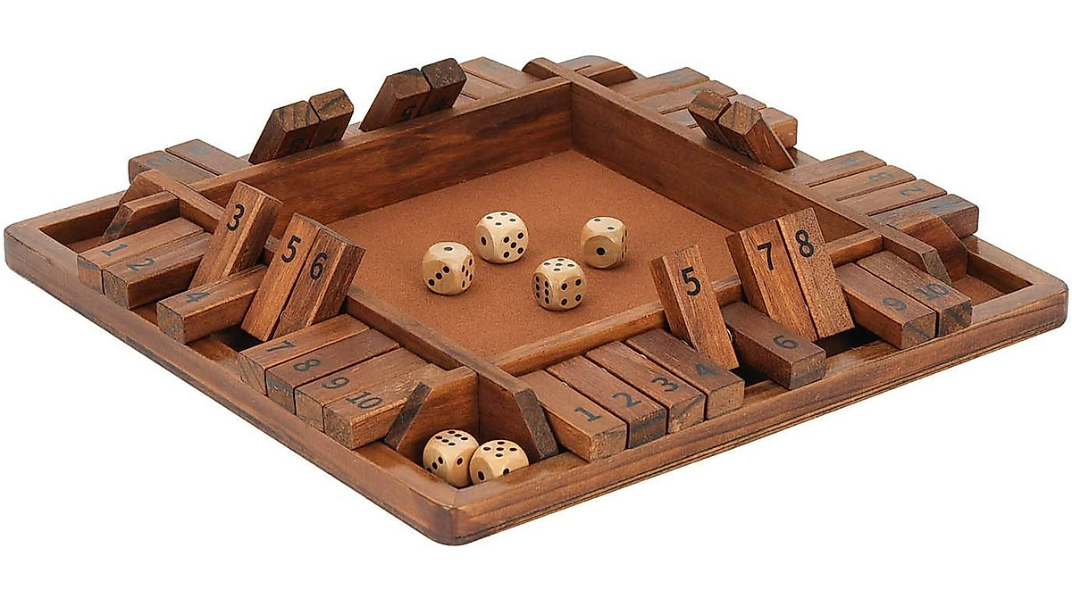 TUAHOO 4-Player Shut The Box Dice Game - Classic Wooden Fun