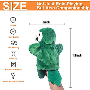 RONIAVL Animal Hand Puppets Plush Toy Birthday Party Favor Supplies for Storytelling Teaching Role-Play Stimulate Imagination Hand Puppets for Children (Green Parrot)