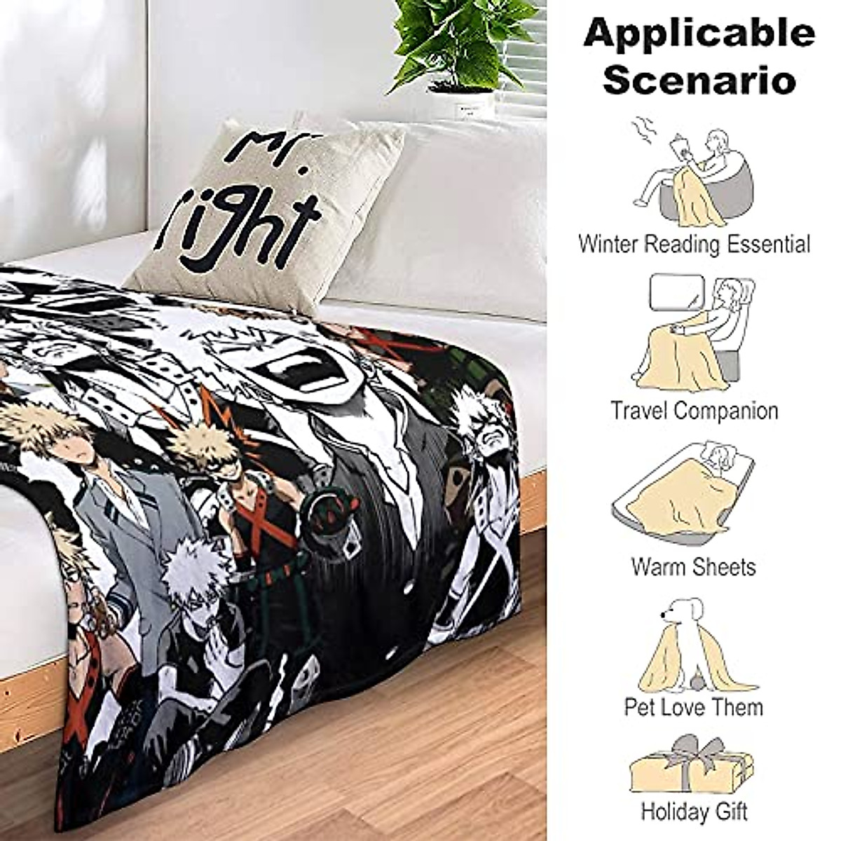 Anime Throw Blanket Merch Soft Plush Bedding Sofa Warm Flannel Fleece Blankets for Kids Adult Gifts 50&quot;x40&quot;