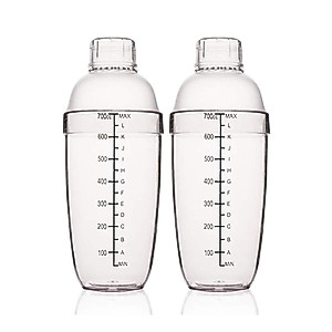 2 Pcs Plastic Cocktail Shaker,Drink Mixer Boba Tea Shaker,Professional Bar Tools Set (24oz/700cc)