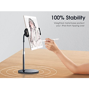 elitehood Tablet Stand Holder, Angle Height Adjustable Phone & Tablet Holder for Desk, Thick Case Friendly iPad Holder Stand Compatible with 4.7-13" iPad, iPad Pro 12.9 Air Mini 4, Tab, Nexus, Kindle