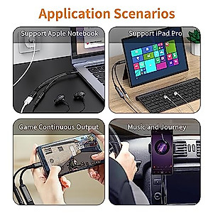 Enbiawit USB C to 3.5mm Headphone and Charger Adapter, 2-in-1 USB Type C to AUX Mic Jack Dongle Cable Compatible with Galaxy S23 Ultra S22 S21 S20 S20+ Note 20,for IPad Pro(Grey)