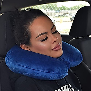 Wolf Essentials Adult Cozy Soft Microfiber Neck Pillow, Compact, Perfect for Plane or Car Travel, Royal