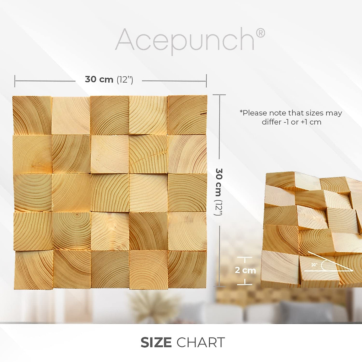 Acepunch 6 Finland Wooden 3D Wall Art Panel Home Decorative Sound Absorbing Dampening Tile Soundproofing Acoustic Music Insulator Noise reduction Home Office Studio Room Finnish Style 12x12in AP1234
