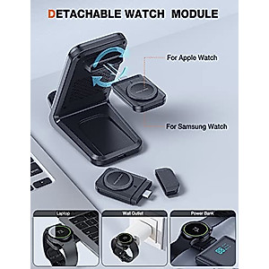 LK Wireless Charger for Samsung 3 in 1 Wireless Charging Station for Galaxy S23 Ultra Plus S22 S21 Z Flip 5 Fold Galaxy Buds Live Detachable Charger for Galaxy Watch 5 Pro 4 iWatch