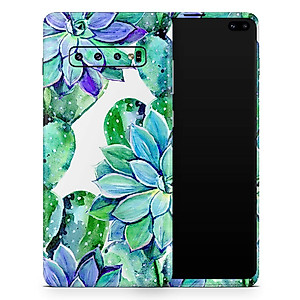 DesignSkinz Watercolor Cactus Succulent Bloom V12 Protective Vinyl Decal Wrap Skin Cover Compatible with The Samsung Galaxy S20 (Screen Trim & Back Glass Skin)