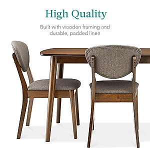 Best Choice Products 5-Piece Dining Set, Compact Mid-Century Modern Table & Chair Set for Home, Apartment w/ 4 Chairs, Padded Seats & Backrests, Wooden Frame - Light Gray/Walnut
