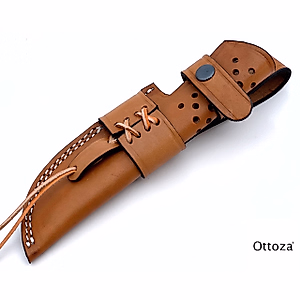 Ottoza Handmade Leather Knife Sheath SIDE DRAW Knife Sheath - Bushcraft Knife Sheath - Hunting Knife Sheath - Survival Knife Sheath - Vertical Knife Sheath Brown TOP GRAIN LEATHER No:334
