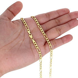 Nuragold 10k Yellow Gold 4.5mm Figaro Chain Link Bracelet, Womens Mens Jewelry 7" 7.5" 8" 8.5" 9"