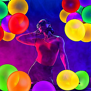 100 Pieces Glow in The Dark Balloons UV Neon Balloon Glow Garland Kit and 53 ft Neon Streamers Paper Glow Garland Decorations for Birthday, Wedding, Black Light Party Supplies (Classic Style)