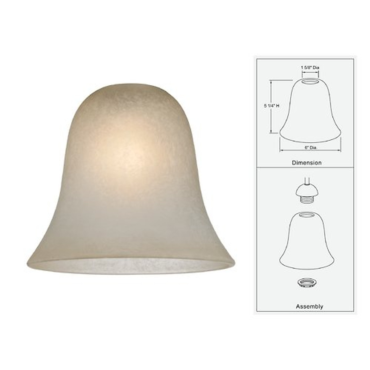 Design Classics Lighting Bell Glass Light Shade - Lipless with 1-5/8-Inch Fitter Opening