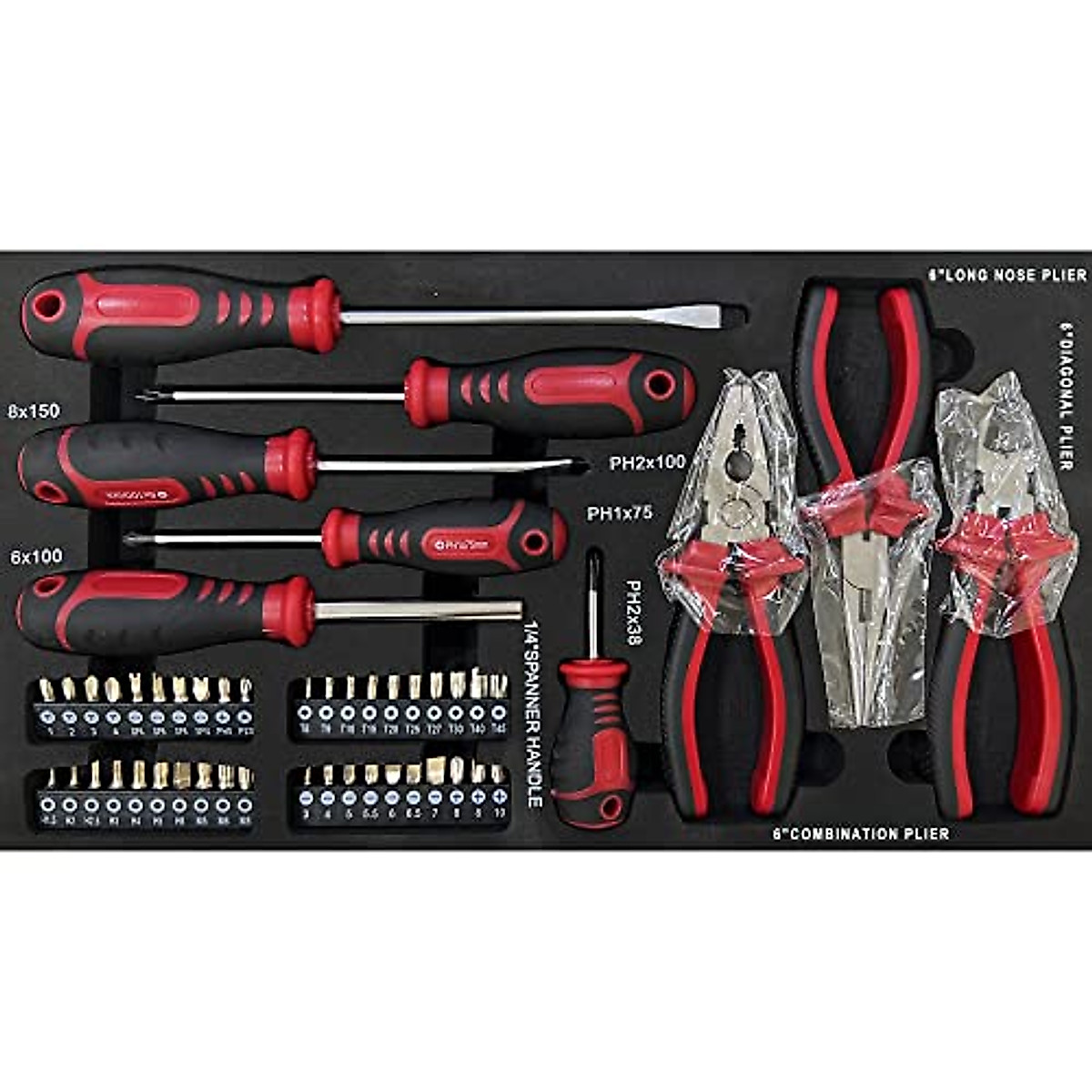 Tool Set and Mechanic Tool Set Box with Handle and 3-Drawer Heavy Duty Metal Box - 339 Piece Tool Kits for Adults Mechanics Workshop Maintenance and Repair Projects - Red