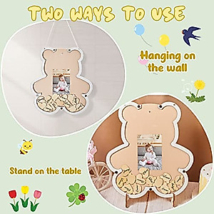 Bear Baby Shower Guest Book Alternative with Photo Frame Decorations We Can Bearly Wait Baby Shower Sign in Guest Book Girl 1st Birthday Party Bear Gender Reveal Shower (Brown, 12.6 x 10.6 Inch)
