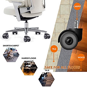 Office Chair Wheels Set of 5, (10MM Fit IKEA Chair Only) Heavy Duty Computer Desk Chair Wheels Replacement with 4 Ball Bearings,YAEMIKY 700Lbs Soft Rubber Casters for Wood Floors No More Chair Mat