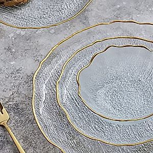 Karaca Milanda Gold Glass Dinnerware Set for 4 People, 12 Pieces, Transparent Gold