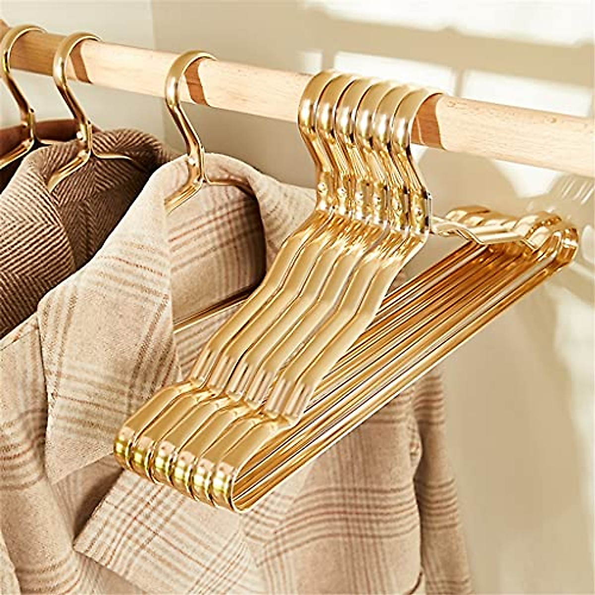 FSYSM Clothes Hangers 10pcs Aluminium Alloy Coat Hangers Anti-Slip Seamless Metal Drying Rack Wardrobe Organizer (Color : B, Size : 10pcs)